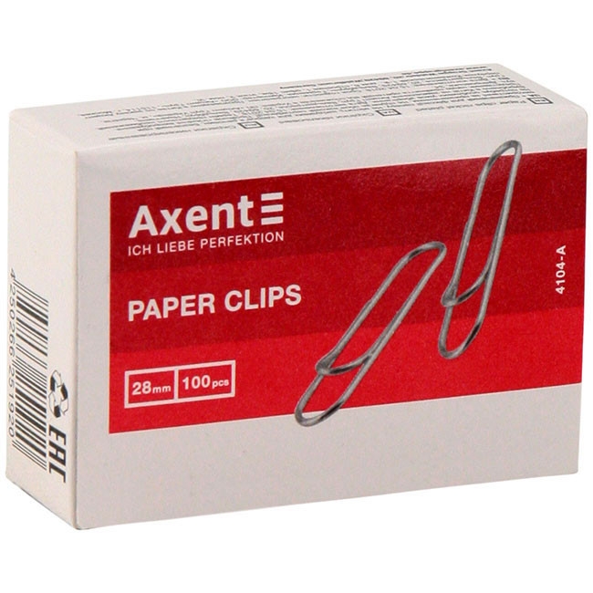 Кламери никелирани 28 mm Axent 100 бр.
